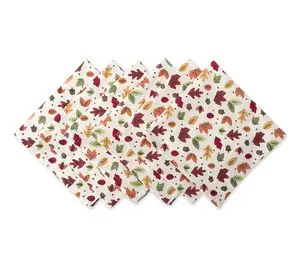 DESIGN IMPORTS Set Of 6 Scattered Leaves Print Napkins - One-color