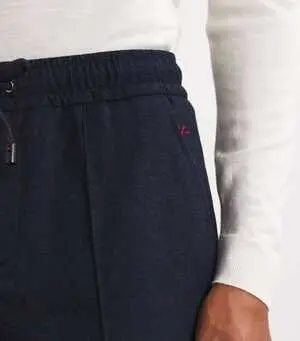 Isaia Wool-cashmere Blend Drawstring Trousers - Navy