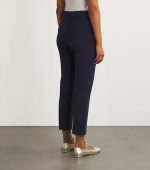 Veronica Beard Woven Cropped Renzo Trousers - Navy