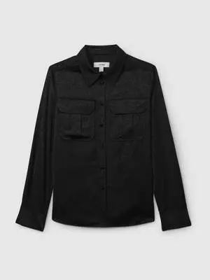 REISS Hettie Herringbone Jacquard Shirt