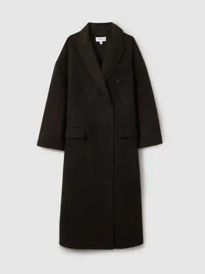 REISS Lara Wool-blend Herringbone-twill Coat