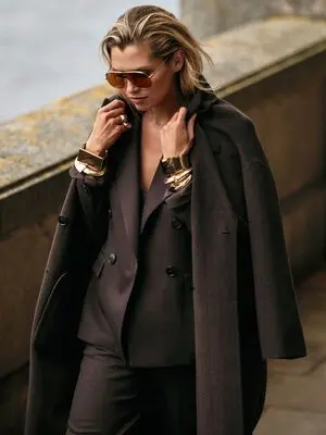 REISS Lara Wool-blend Herringbone-twill Coat