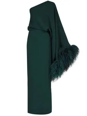 TALLER MARMO Feathered Eternity Maxi Dress - Green