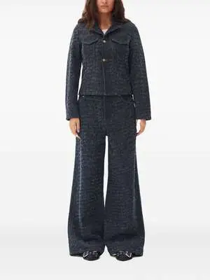 GANNI Fluffy Denim Fitted Blazer