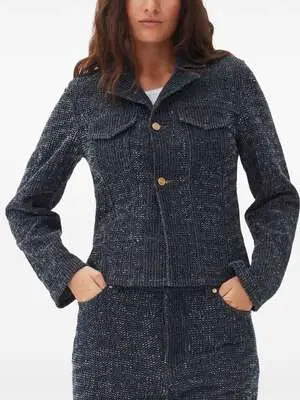 GANNI Fluffy Denim Fitted Blazer