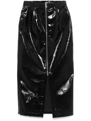 MSGM Patent Midi Skirt - Black