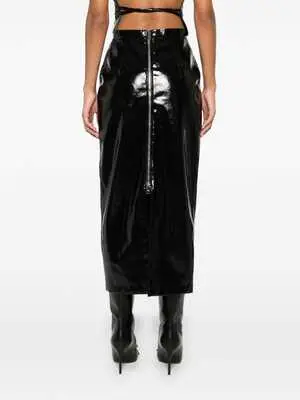 MSGM Patent Midi Skirt - Black
