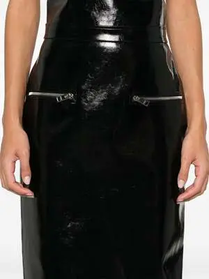MSGM Patent Midi Skirt - Black