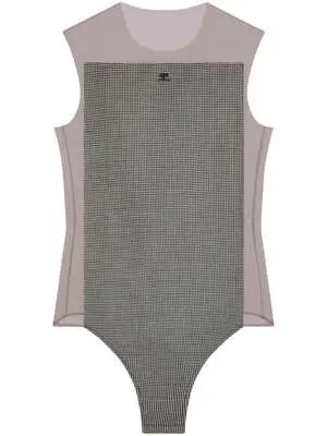 COURREGES Illusion Houndstooth Bodysuit - Black