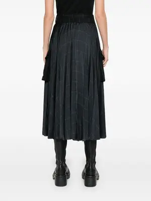 Sacai Windowpane-print Maxi Skirt
