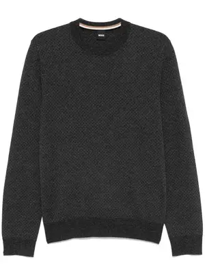 BOSS Patterned Jacquard Sweater - Grey