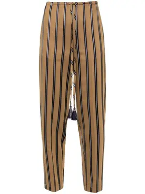 FORTE_FORTE Striped Tapered Trousers - Neutrals