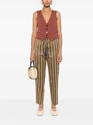 FORTE_FORTE Striped Tapered Trousers - Neutrals