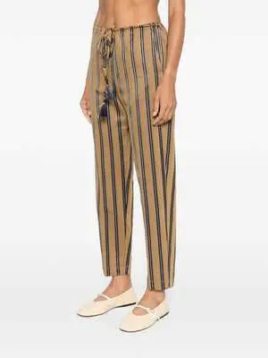 FORTE_FORTE Striped Tapered Trousers - Neutrals