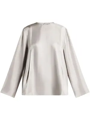 Loulou De Saison Adalyn Silk Blouse - Grey