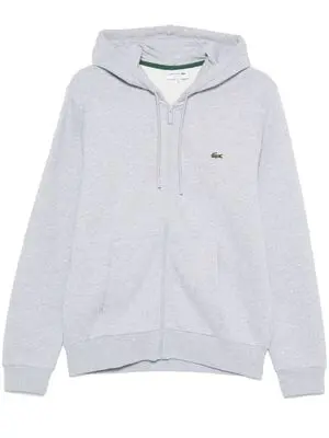 Lacoste Logo Patch Full-zip Hoodie - Grey