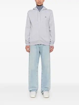 Lacoste Logo Patch Full-zip Hoodie - Grey