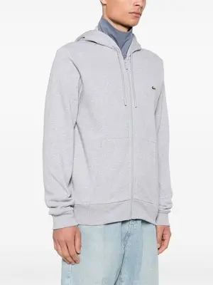 Lacoste Logo Patch Full-zip Hoodie - Grey
