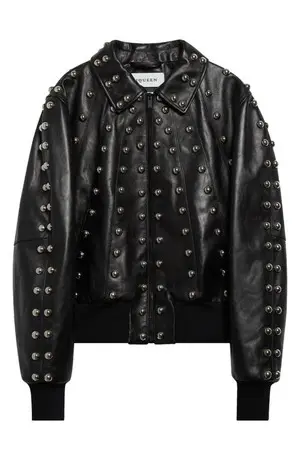 Alexander McQueen Studded Leather Bomber Jacket