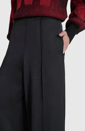 Dkny Pintuck Wide-leg Pants - Black