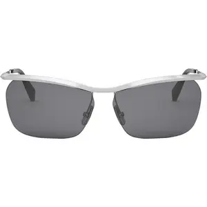 Celine 62mm Oversized Geometric Sunglasses - Shiny Palladium / Smoke