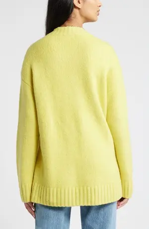 OPEN EDIT Oversized V-neck Sweater - Yellow Celery