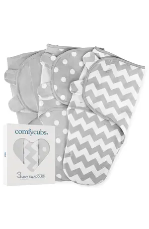 COMFY CUBS Easy Swaddle Blanketspack Of 3 - Gray