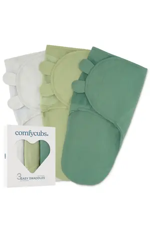 COMFY CUBS Easy Swaddle Blanketspack Of 3 - Stone/ Sage/ Azul