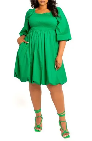 Buxom Couture Puff Sleeve Day Dresses