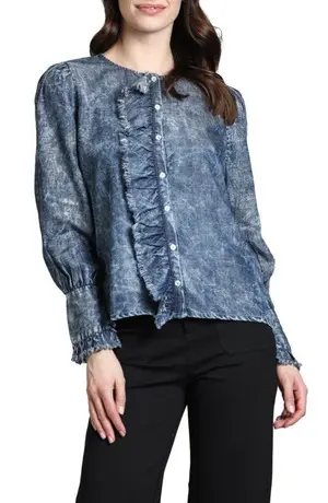 APNY Moon Wash Balloon Sleeve Button-up Shirt