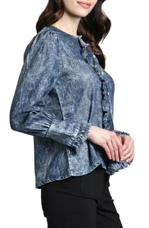 APNY Moon Wash Balloon Sleeve Button-up Shirt