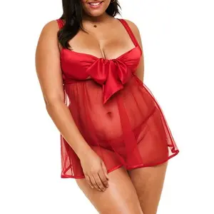 ADORE ME Bessima Babydoll & G-string Set Lingerie - Dark Red