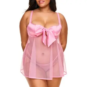 ADORE ME Bessima Babydoll & G-string Set Lingerie Medium Pink