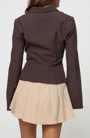 Princess Polly Anni Pinstripe Shirt - Brown
