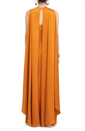 Halston Reta Satin Halter Neck Gown