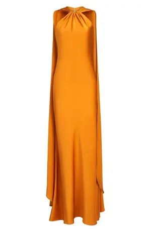 Halston Reta Satin Halter Neck Gown
