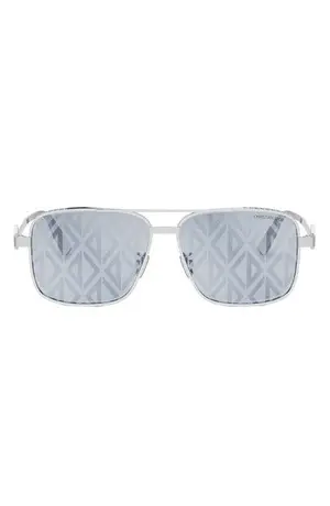 Dior Cd Diamond S9u 58mm Navigator Sunglasses - Shiny Palladium / Blu Mirror