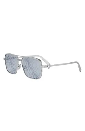 Dior Cd Diamond S9u 58mm Navigator Sunglasses - Shiny Palladium / Blu Mirror