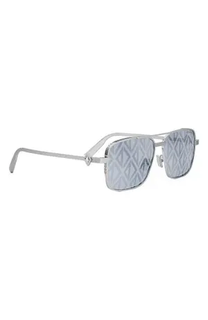 Dior Cd Diamond S9u 58mm Navigator Sunglasses - Shiny Palladium / Blu Mirror