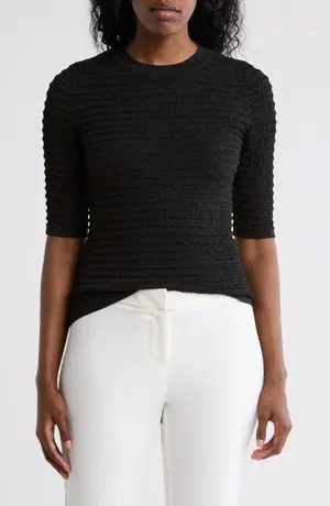 Dkny Textured Knit Top - Black