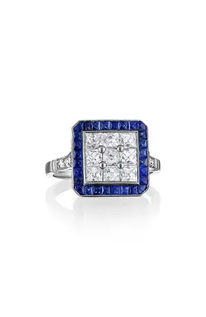 MINDI MOND French Diamond & Sapphire Statement Ring - Platinum/ Diamond/ Sapphire