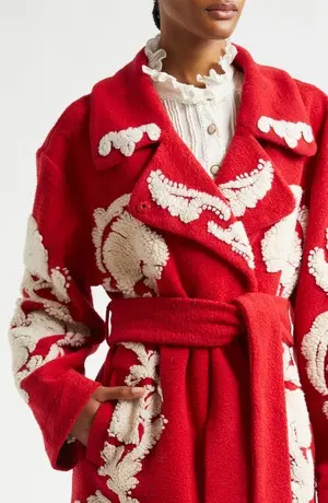 Farm Rio Helen Sculpted Fleece Wrap Coat
