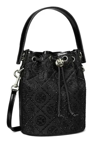 Tory Burch Mini T Monogram Bucket Bag - Black