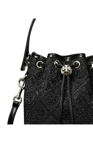 Tory Burch Mini T Monogram Bucket Bag - Black