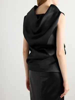 Khaite Luola Draped Silk-gazar Blouse - Black