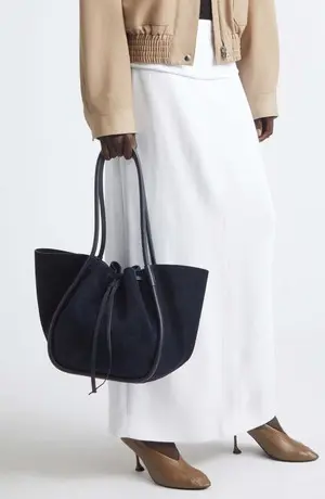 Proenza Schouler Large Ruched Suede Tote - Deep Navy