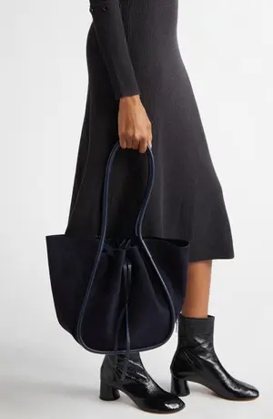 Proenza Schouler Large Ruched Suede Tote - Deep Navy