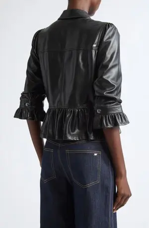 Cinq À Sept Delanie Faux Leather Peplum Jacket - Black