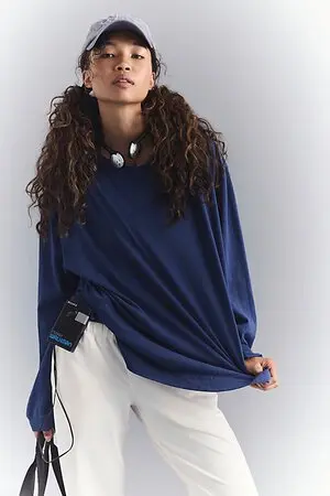 Free People Hustle Layer Top - True Navy