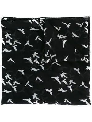 Saint Laurent Bird Print Scarf - Black